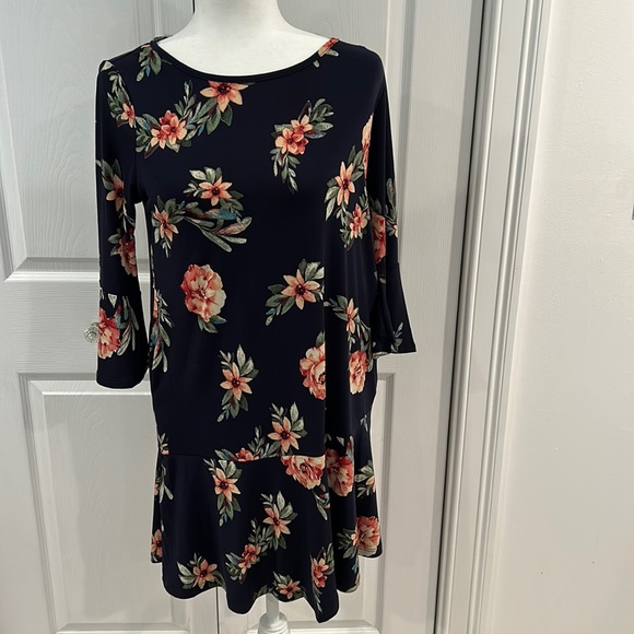mts | Dresses | Mts Navy Blue Floral Dress With Pockets | Poshmark